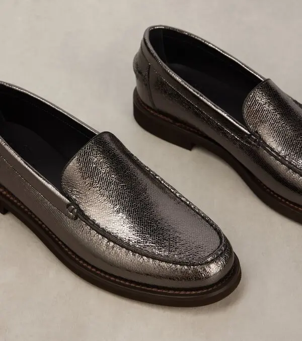 Brunello Cucinelli Metallic Leather Loafers