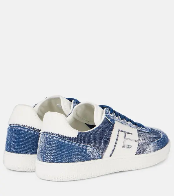 Balmain Denim "see Bleu Jean Brut/blanc" Lace-up Sneakers