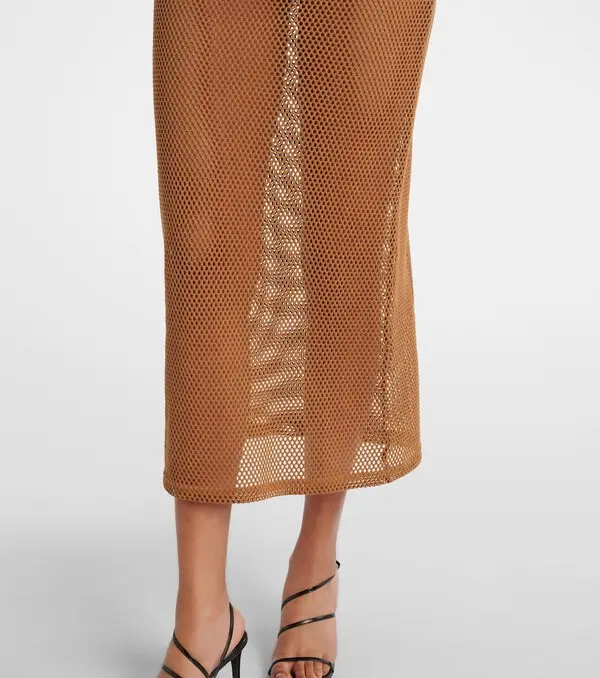 COURREGES Sheer Cotton Mesh Midi Dress