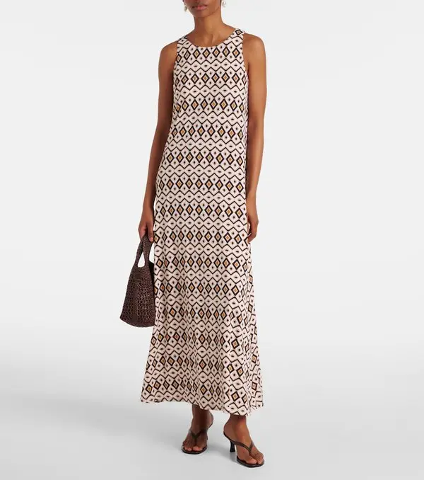 Max Mara Miki Geometric Print Maxi Dress