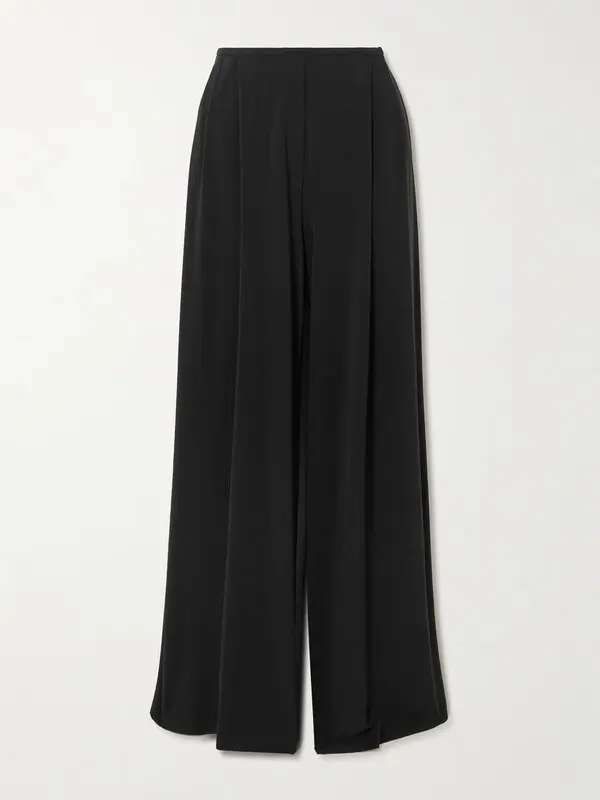Norma Kamali Pleated Stretch-jersey Wide-leg Trousers