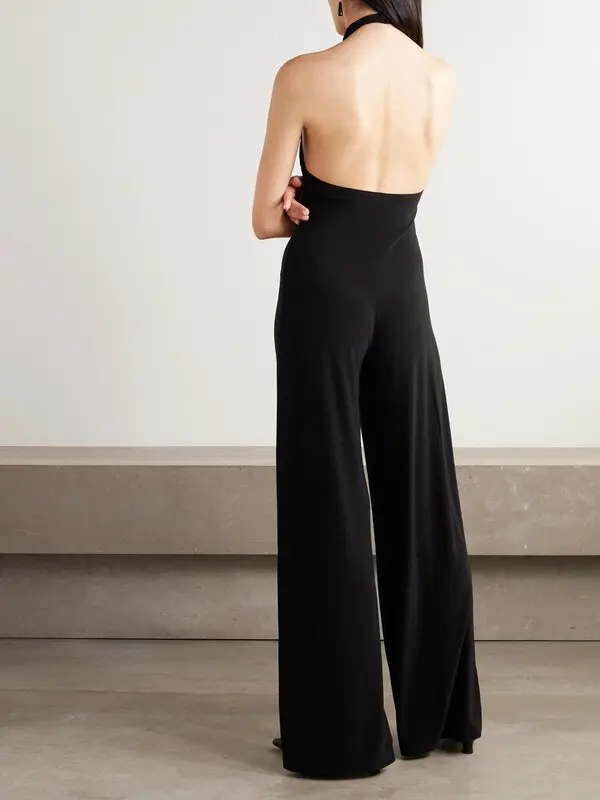 Norma Kamali Gathered Stretch-jersey Halterneck Jumpsuit