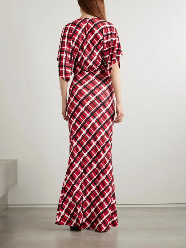 Norma Kamali Checked Stretch-jersey Gown