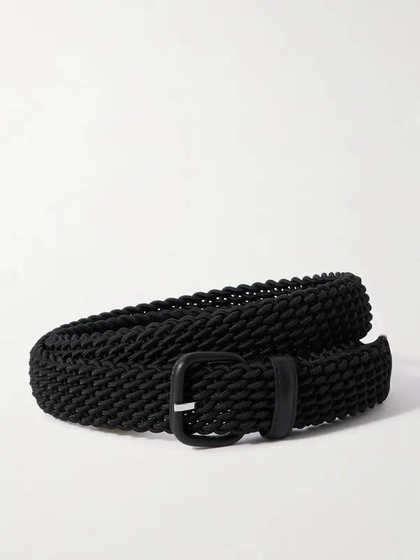 Charvet Woven Leather-trimmed Cord Belt