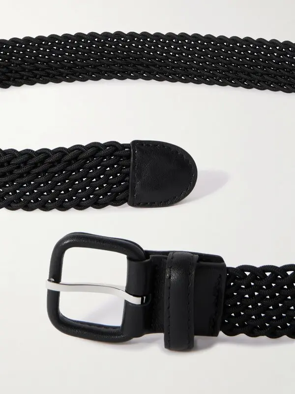 Charvet Woven Leather-trimmed Cord Belt