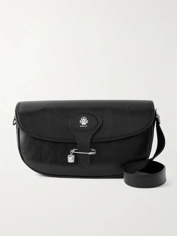 Bally Beckett Glossed Textured-leather Shoulder Bag