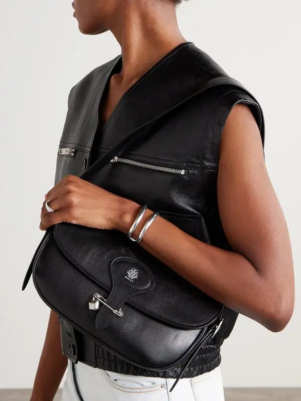 Bally Beckett Glossed Textured-leather Shoulder Bag
