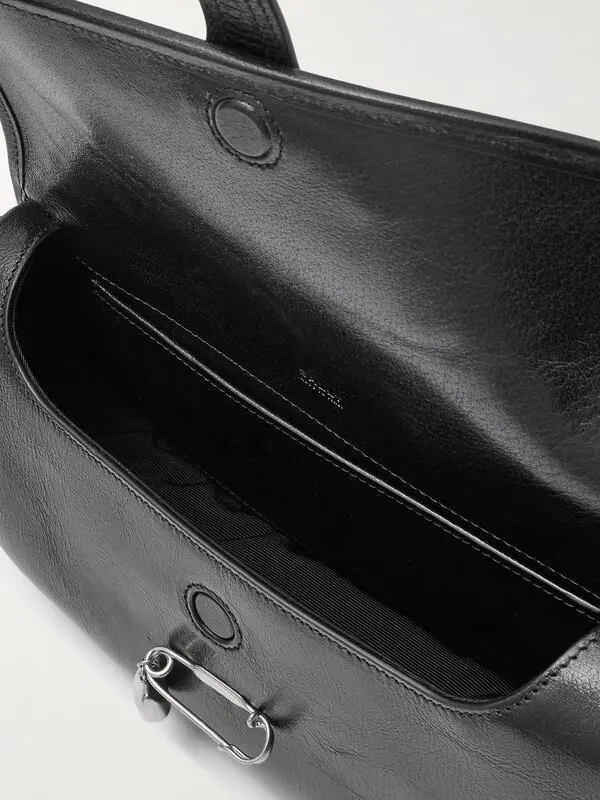 Bally Beckett Glossed Textured-leather Shoulder Bag