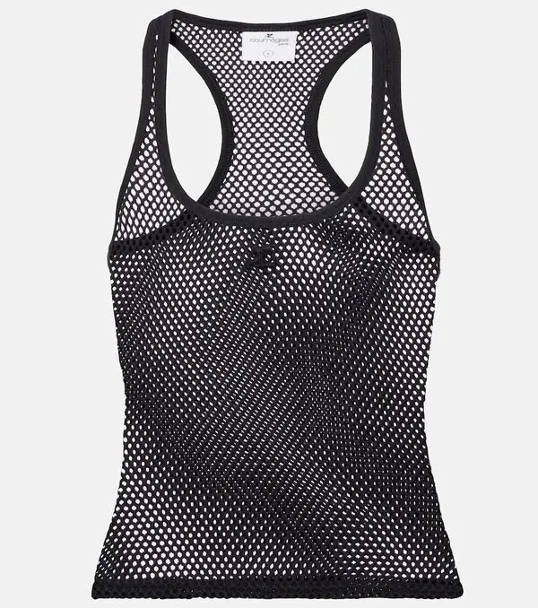 COURREGES Scuba Cotton Mesh Tank Top - Black