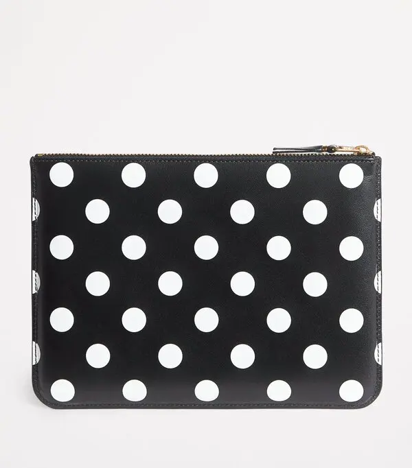 Comme Des Garçons Large Leather Polka-dot Zipped Pouch