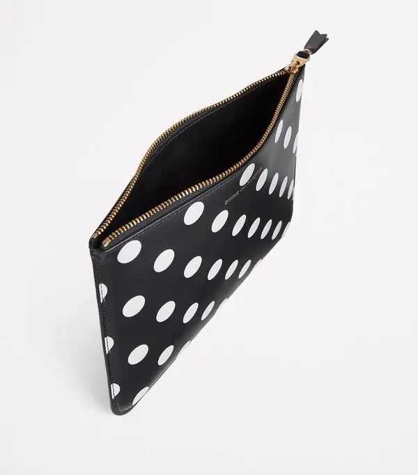 Comme Des Garçons Large Leather Polka-dot Zipped Pouch