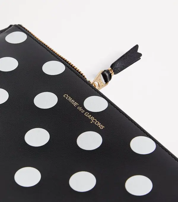 Comme Des Garçons Large Leather Polka-dot Zipped Pouch