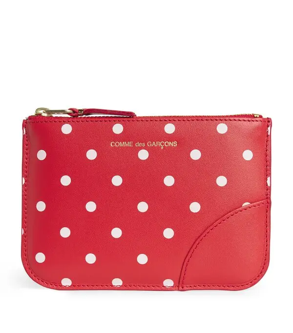 Comme Des Garçons Leather Polka-dot Zipped Pouch - Red