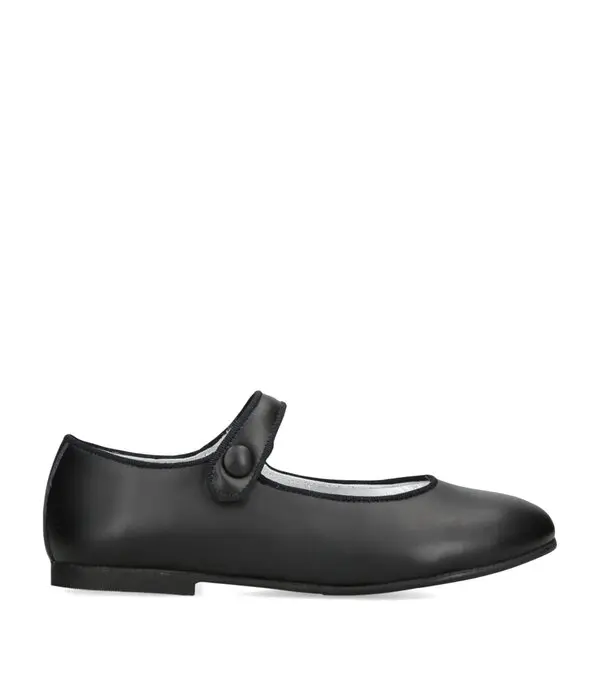 PAPOUELLI Leather Angelica Mary Jane Shoes - Navy