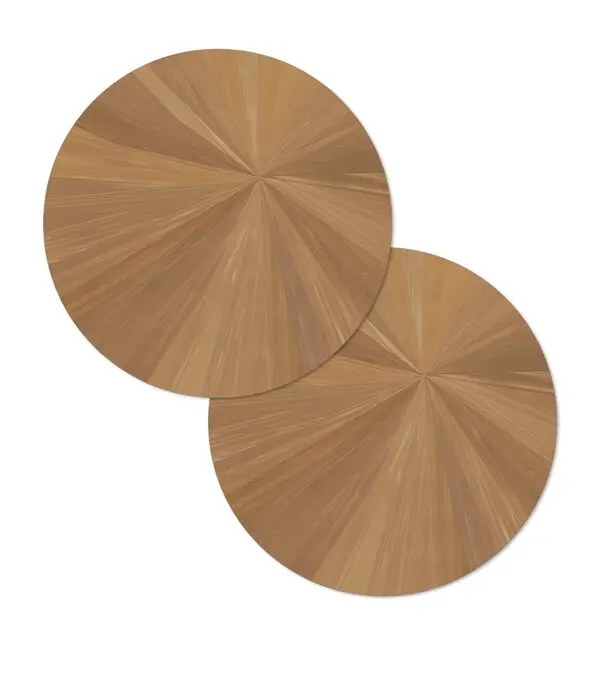 HESTIA Set Of 2 Soleil Round Placemats - Metallic