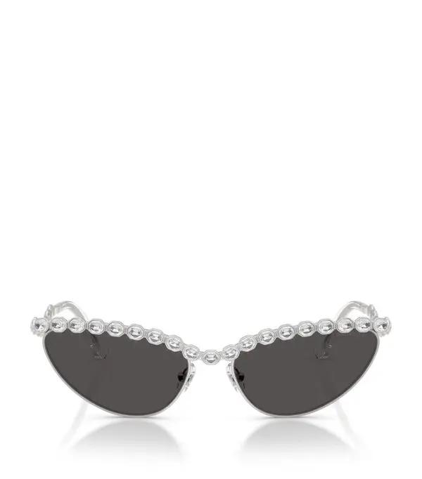 SWAROVSKI Embellished Cat Eye Sunglasses - Silver
