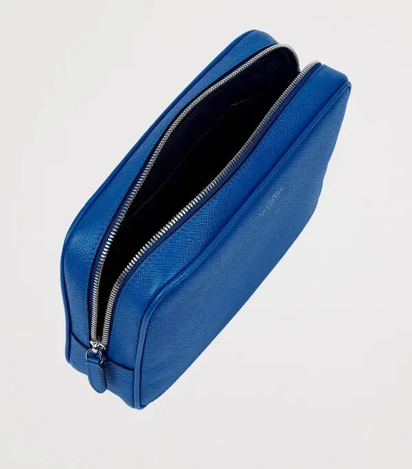 Smythson Panama Leather Tech Organiser Pouch - Blue