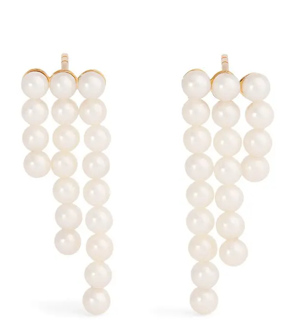 Sophie Bille Brahe La Valse Trois Temps Pearl Drop Earrings - Gold