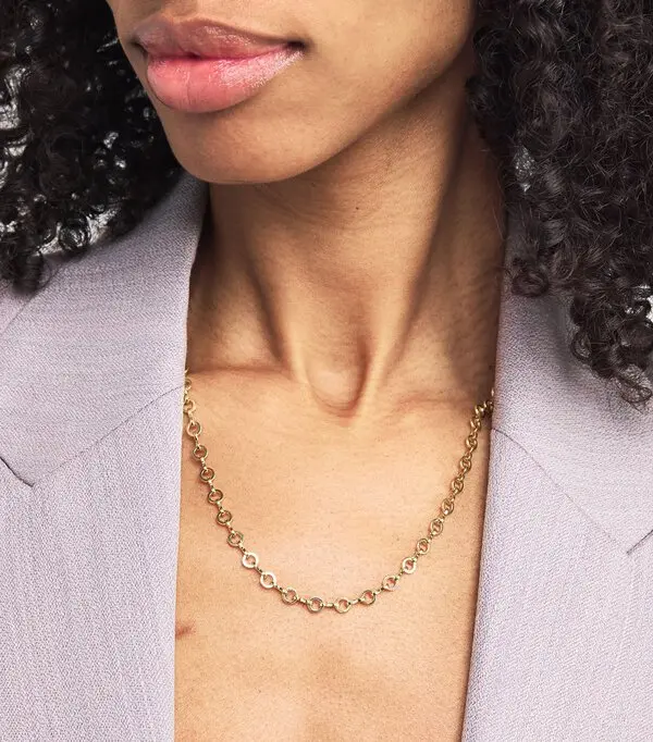 AZLEE 18k Yellow Circle-link Chain Necklace
