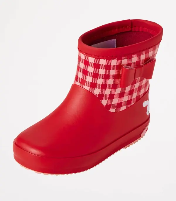 MIKI HOUSE Rubber Rain Boots With Checked Panelling And Bow Detailing