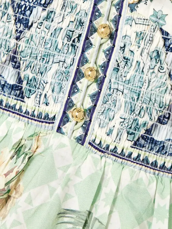 Camilla Ruffled Printed Organic Cotton Mini Dress