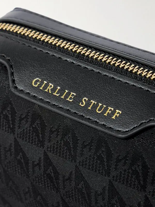ANYA HINDMARCH Girlie Stuff Leather-trimmed Jacquard Cosmetics Case - Black