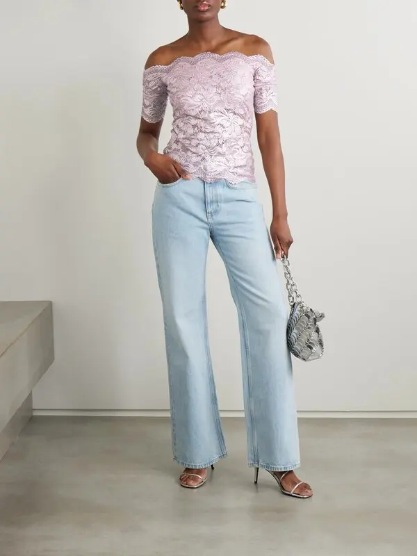 Rabanne Off-the-shoulder Metallic Lace Top