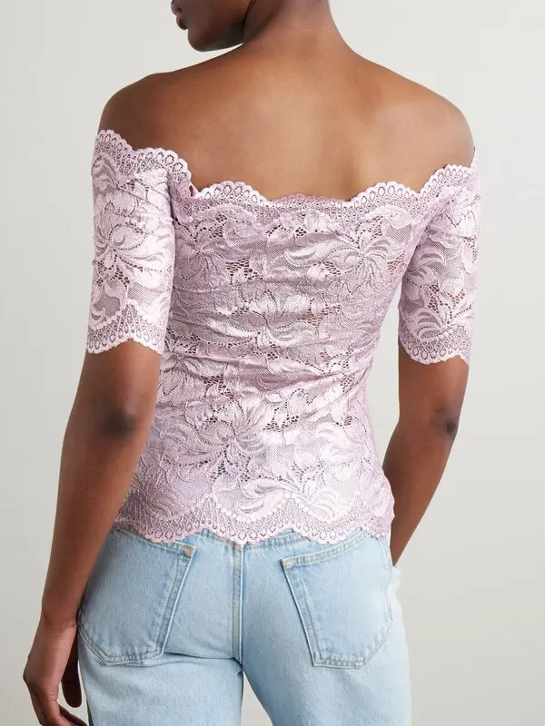 Rabanne Off-the-shoulder Metallic Lace Top