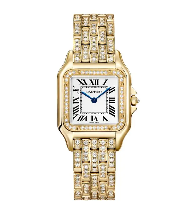 Cartier Panthère De 18k Yellow Diamond Watch - Silver