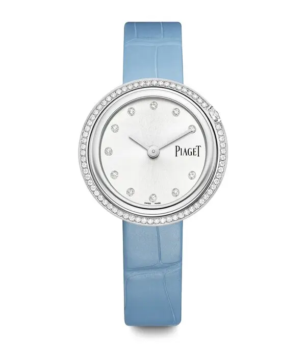 PIAGET Possession Watch With Diamonds And Alligator Strap - Silver