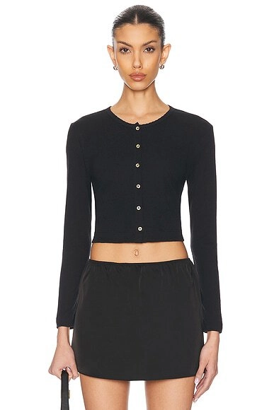 LESET Pointelle Crop Cardigan