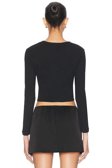 LESET Pointelle Crop Cardigan