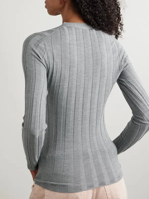 Daughter Ribbed Wool V-neck Cardigan