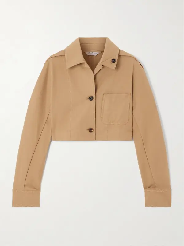 Max Mara Cropped Cotton-blend Gabardine Jacket - Brown