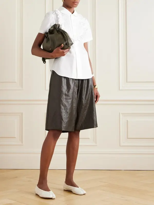 Comme Des Garçons Pleated Ruffled Cotton-poplin Shirt