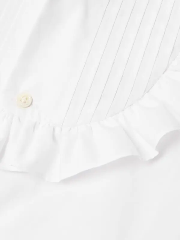 Comme Des Garçons Pleated Ruffled Cotton-poplin Shirt