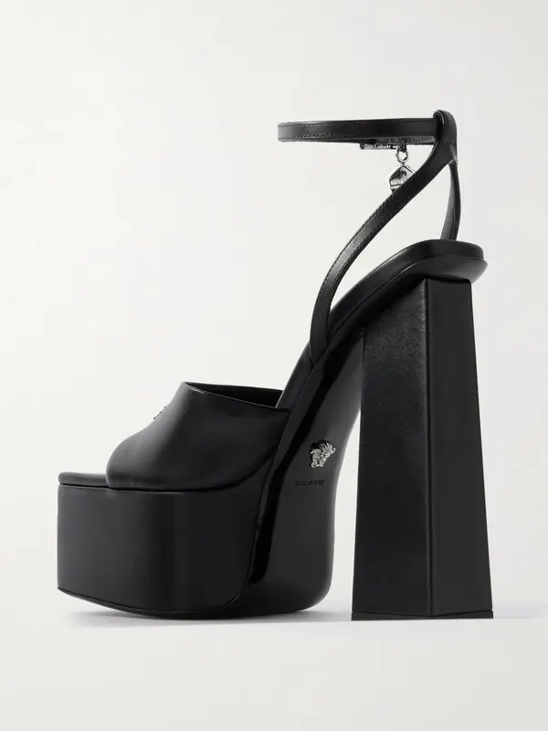 Versace Embellished Leather Platform Sandals