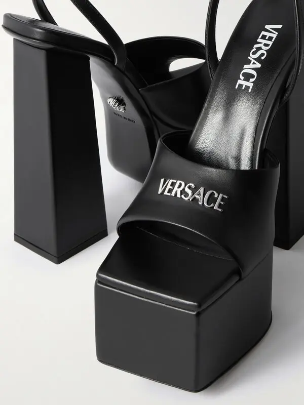 Versace Embellished Leather Platform Sandals
