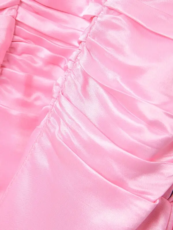 JIL SANDER Open-back Ruched Pleated Satin Gown
