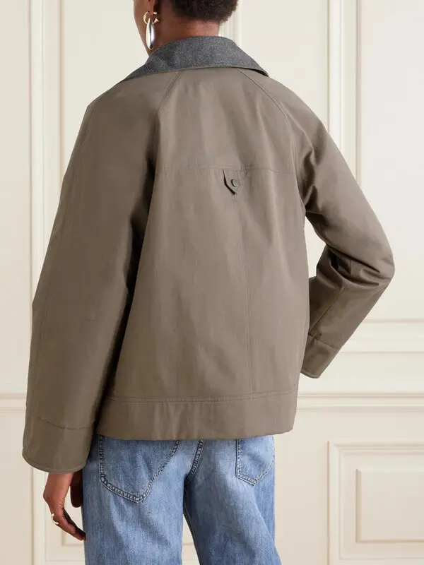 Brunello Cucinelli Bead-embellished Wool Felt-trimmed Padded Cotton-blend Jacket