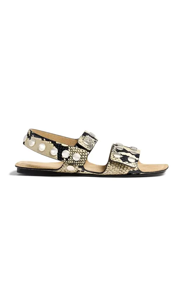 Khaite Studded Effect Leather Sandals - Python