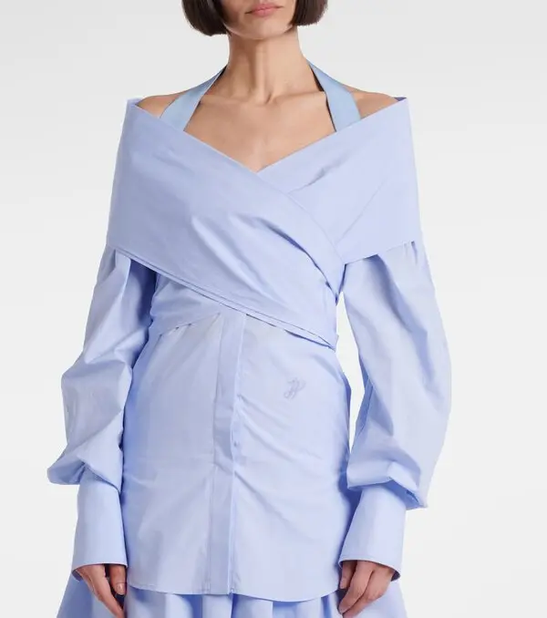 PATOU Draped Cotton Poplin Blouse