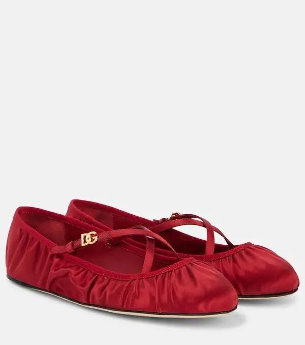 Dolce & Gabbana Ruby Satin Ballet Flats - Red