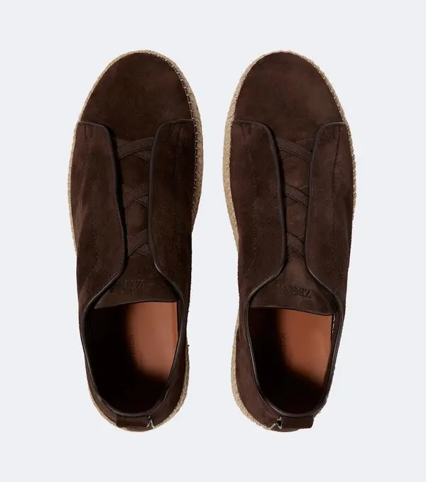 Zegna Triple Stitch Suede Espadrilles - Brown