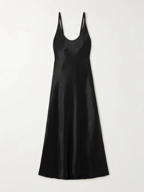 Balenciaga Satin Midi Dress - Black