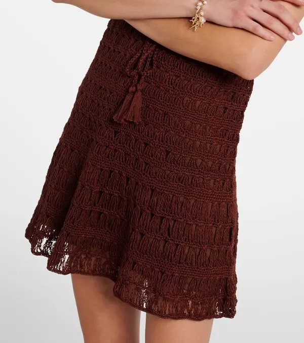Anna Kosturova Jennifer Crochet Cotton Minidress - Brown