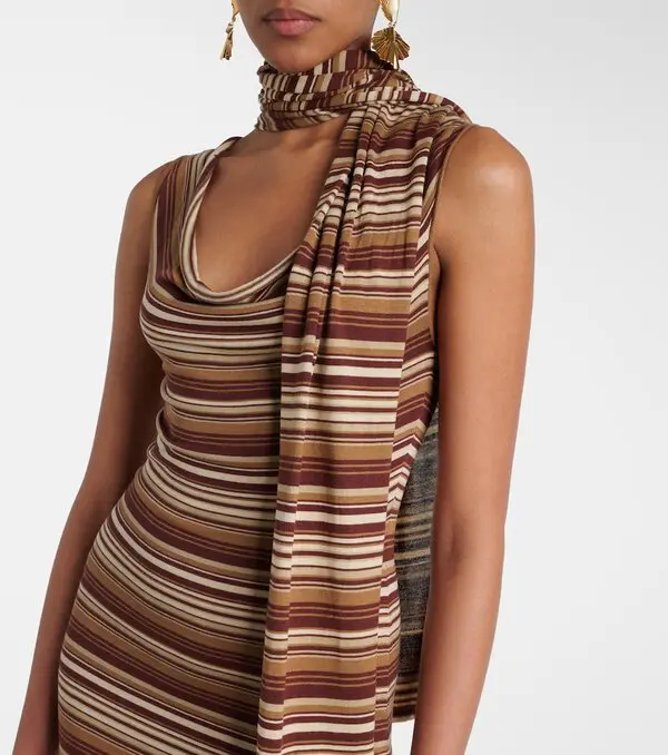 AYA MUSE Striped Silk-blend Midi Dress