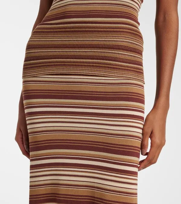 AYA MUSE Knitted Striped Silk-blend Maxi Skirt