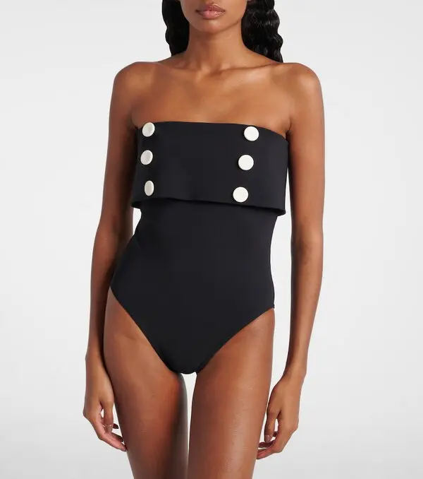 KARLA COLLETTO Embellished Strapless Swimsuit - Black
