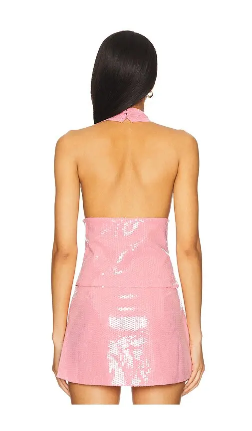 Miaou Mathilde Sequin Halterneck Top - Pink